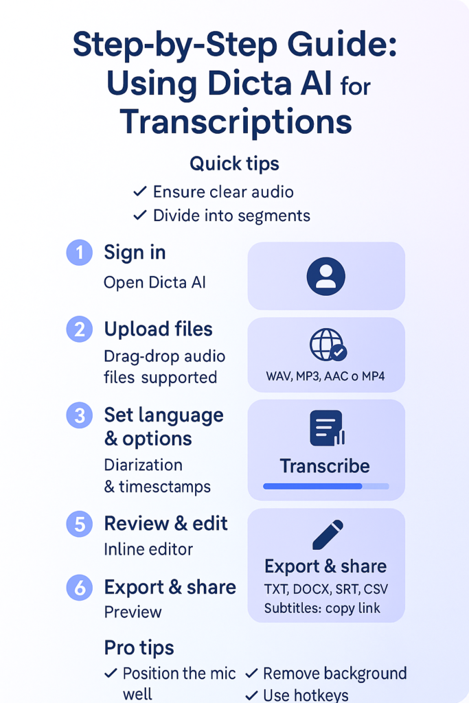 Step-by-Step Guide to Using Dicta AI for Transcriptions